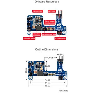 Power Over Ethernet HAT (E) for Raspberry Pi 3B+/4B, Compatible Raspberry Pi Official Case, IEEE 802.3af-Compliant, SMPS Technology