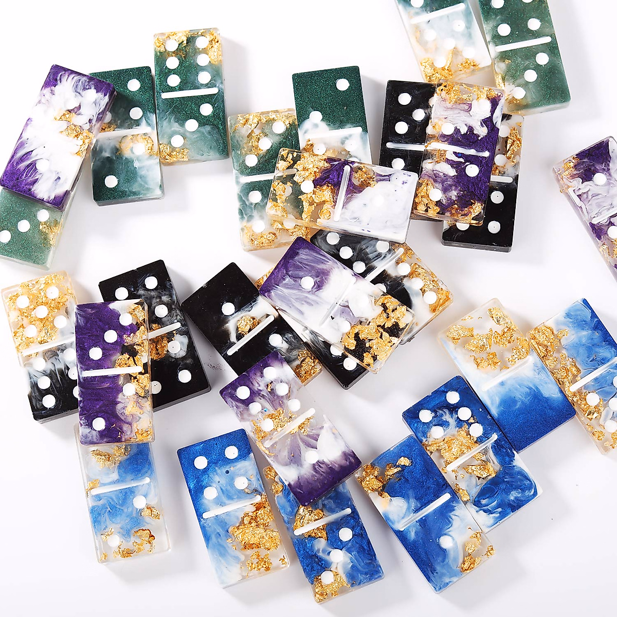 LET'S RESIN Resin Molds, Double 6 Domino Resin Molds 28 Cavities Domino Molds for Resin Casting Standard Size, Silicone Dominos Mold for Epoxy, Clay, Keychain & Jewelry,Glossy & Durable