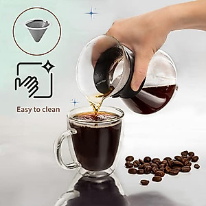 Mixpresso Pour Over Coffee Maker Set Glass Carafe Borosilicate White Protective Silicone Sleeve | Pour Over Coffee Dripper Brewer With Double-layer Stainless Steel Filter,(13.5 Ounces)