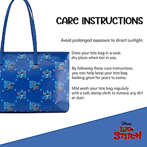 Disney Lilo and Stitch Tote bag - Girls, Boys, Teens, Adults - Stitch Faux PU Leather Cosplay Tote Handbag with Zipper Pouch