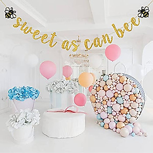 INNORU Sweet As Can Bee Banner, Bumble Bee Baby Shower Birthday Party Decorations, Bee Party, Mommy to Be Sign Banner, Bee Gender Reveal Engagement Party Decoration Gold Glitter