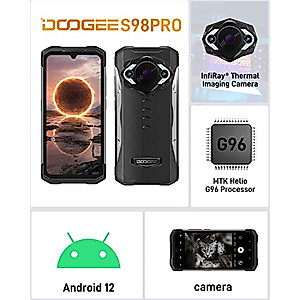 DOOGEE S98 PRO Rugged Smartphone, 8GB+ 256GB Android 12, Thermal Imaging Camera, 48MP 20MP Night Vision Camera, 6000mAh Big Battery, FHD IP68 Waterproof Cell Phone, NFC