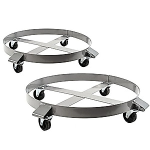 2 Heavy Duty Drum Dollies 1000 Pound - 55 Gallon Swivel Casters Wheel Steel Frame Non Tipping Hand Truck Capacity Dolly