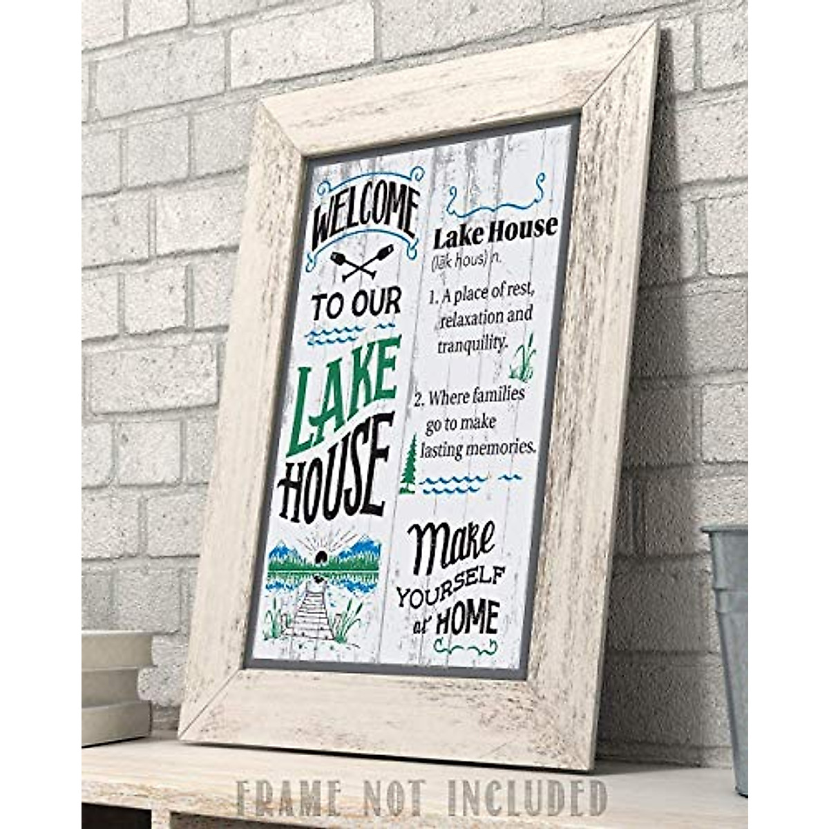 Welcome To Our Lake House Definition - Great Lake House Decor, Lake Life Art Print, Lake Decorations for Summer Home, Cabin Decoration Gift, 11x14 Unframed Typography Wood Style Art Print Poster