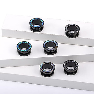 TBOSEN 6PCS Set Black Fashion Screw Fit Ear Tunnels Plugs Gauges Stainless Steel Expander Stretcher Piercing Jewelry 0g-1" in 8mm-25mm(0g)