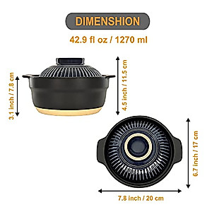 KAKUSEE-Kissui-Japanese Style Donabe Earthenware Clay Pot Hot Pot Rice Cooker, Small Size, for one serving