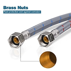 WOWOW 40" Length Faucet Supply Line, Bathroom Kitchen Faucet Lines Braided Nylon Sink Hose,cUPC Faucet Supply Lines 3/8" Female Compression Thread × M10 Male Connector 2Pcs (1 Pair)