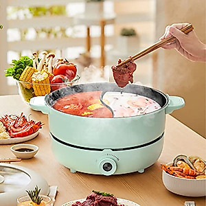 Electric Hot Pot with Divider, 4.2QT Shabu Shabu Hot Pot Electric Double Flavor Non-Stick Split Hot Pot for Family Cooking Party