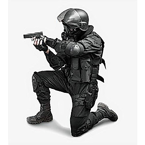 Bargain Crusader Military Tactical Knee Pad Elbow Pad Set Airsoft Knee Elbow Protective Pads Combat Paintball Skate Outdoor Sports Safety Guard Gear (Black)