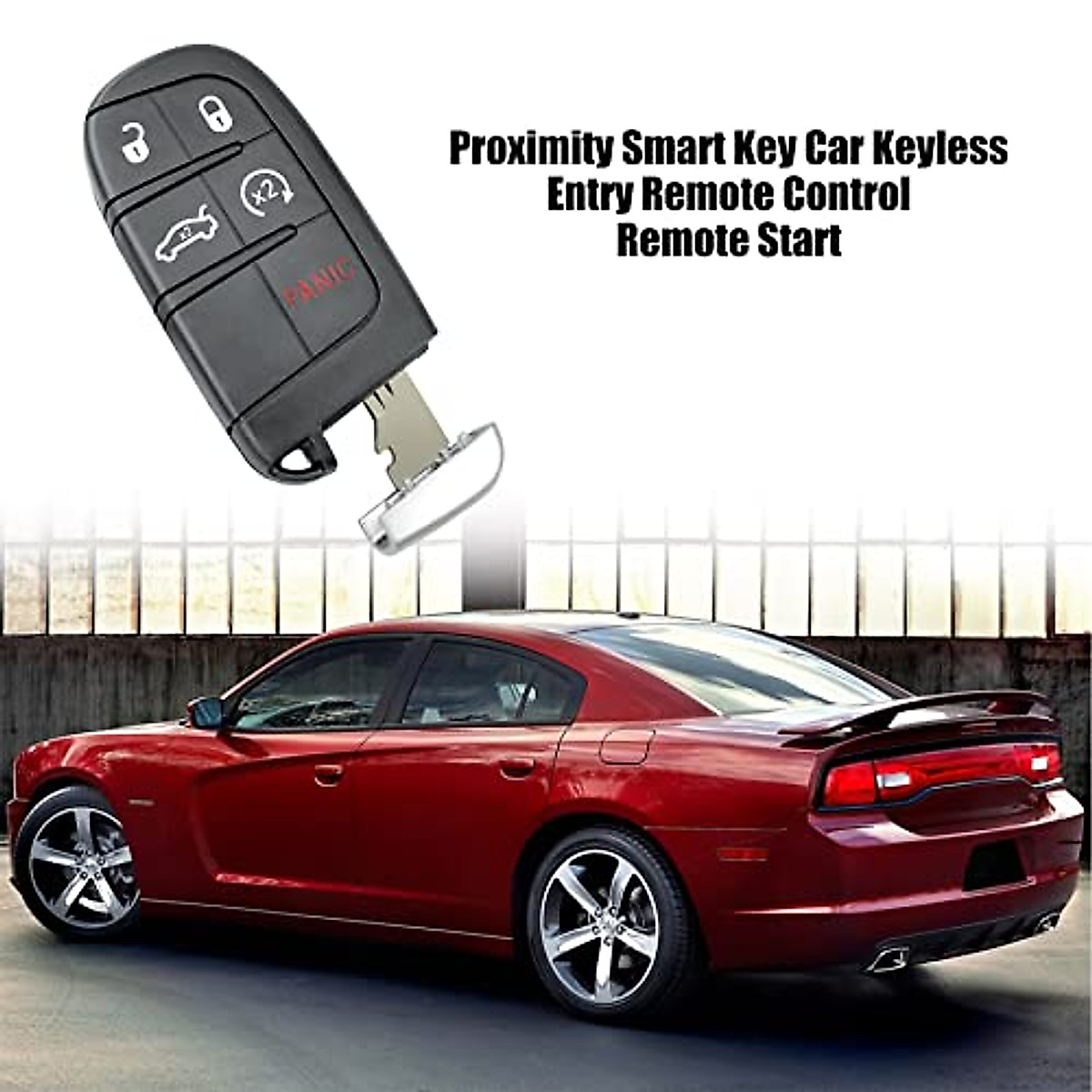 Key Fob Fits for Dodge Dart Charger Challenger 5-Button Keyless Entry Remote Control Car Key Fob, FCC ID M3N-40821302, Replace 56046759AA 56046759AB 56046759AC 56046759AD 56046759AE