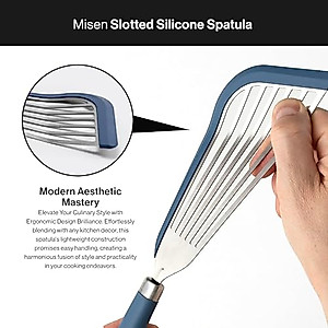 Misen Fish Silicone Spatula - Slotted Turner for Cooking - Perfect for Frying - Heat Resistant - Dishwasher Safe -1mm Thick Flexible Flipper - Soft Silicone Grip Handle for Easy Use