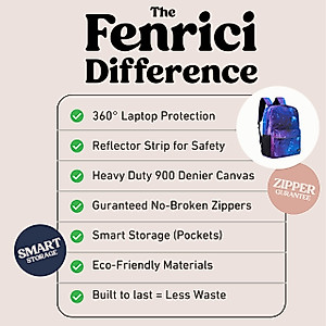 Fenrici Galaxy Backpack for Girls, Boys, Kids, Teens, Recycled School Bag With Padded Laptop Compartment, Ideal for Everyday Use and Travel - 17 Inches, Galaxy Purple