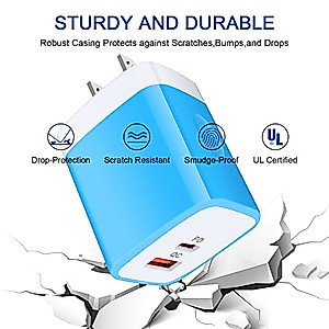 USB C Wall Charger, 2-Ports 20W USB A and USB C Charger Block [PD/QC 3.0], 3Pack USB-C Power Wall Plug Adapter Brick for iPhone 14/13/12/Pro/11/Pro Max/Mini, iPad/Pro, AirPods, Pixel, Samsung Galaxy