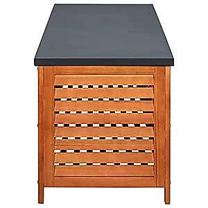 loibinfen Patio Storage Box 59.1"x19.7"x21.7" Solid Eucalyptus Wood Patio Garden Outdoor Storage Container for Toys, Furniture Deck box (Weight:63.05 lbs)