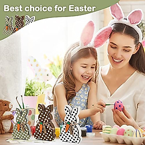 3 Pcs Easter Bunny Decor Spring Decor Farmhouse Sign Rustic Tiered Tray Decorations Bunny Spice Table Centerpieces Standing Wooden Rabbits Block Sign for Easter Kitchen