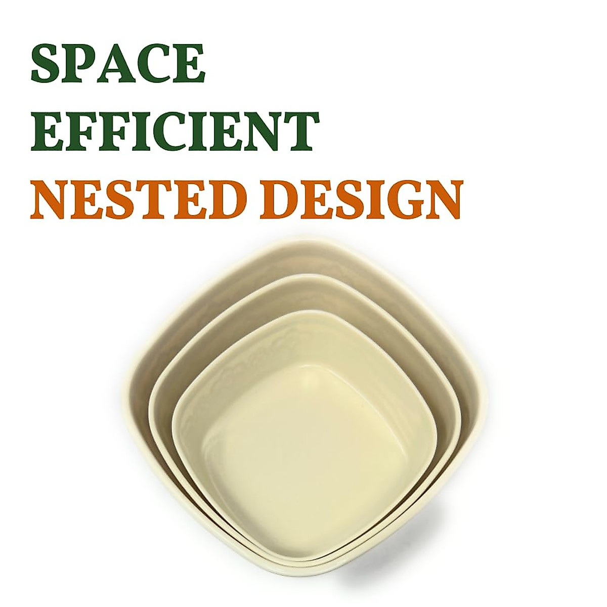 GODAGE 6-Piece Melamine Food Storage Containers with Airtight Lids, Nesting Bowl Set, Stackable & Unbreakable, BPA-Free, Dishwasher & Freezer Safe (Square)