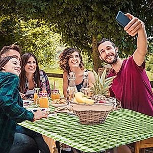 Byliable 6ft Fitted Tablecloth Rectangle Table Cover, Fitted Table Covers for 6 Foot Tables, Washable Picnic Table Cloth Indoor Outdoor Elastic Tablecloth, Green