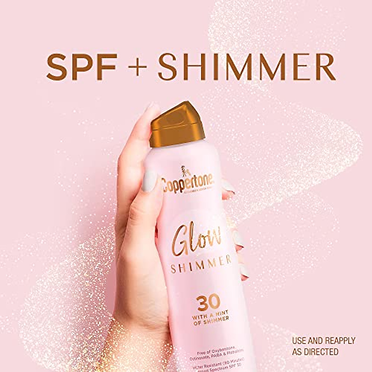 Coppertone Glow with Shimmer Sunscreen Spray, Water Resistant, Broad Spectrum SPF 30, 5 Oz Spray
