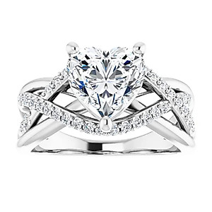 Handmade 10K Gold 2 CT Heart Cut VVS1 Colorless Moissanite Engagement Rings for Women Bridal Set Moissanite Wedding Rings for Gifts (White Gold, 9)