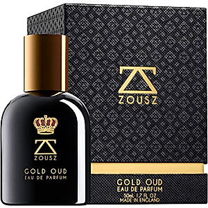 ZOUSZ Gold Oud Eau De Parfum - Earthy Oud Perfume with Raspberry, Cinnamon and Soft Musk - A Hypnotic Rich Scent 50mL
