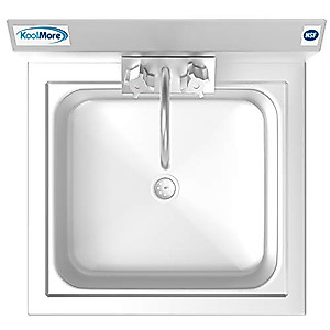 KoolMore Stainless Steel Commercial Hand Sink with Goosneck Faucet 17" x 15" - Wall Mount Hand Wash Sink, Silver (SH17-4GNF)