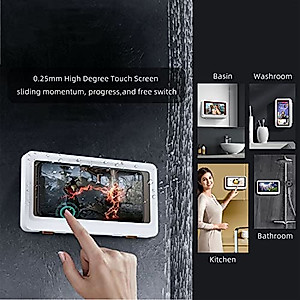 Cosermart Waterproof Shower Phone Holder- 360° Rotation Big Space Case, Compatible with All Cell Phones,Mount Box for Bathroom Wall Mirror Bathtub Kitchen,White