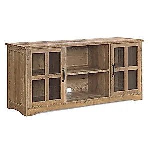 BELLEZE Modern 52 Inch Traditional TV Stand & Media Entertainment Center Console Table for TVs up to 55 Inch or Sideboard Buffet with Wood Glass Storage Cabinets - Cori (Rustic Oak)