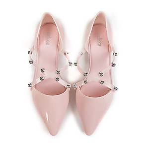 Melissa Womens Pointy Stripe Ballerina Shoes Pink 6