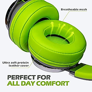 AILIHEN C8 Foldable Wired Headphones with Microphone and Volume Control for Cellphones Tablets Chromebook Smartphones Laptop Computer PC Mp3/4 (Grey/Green)