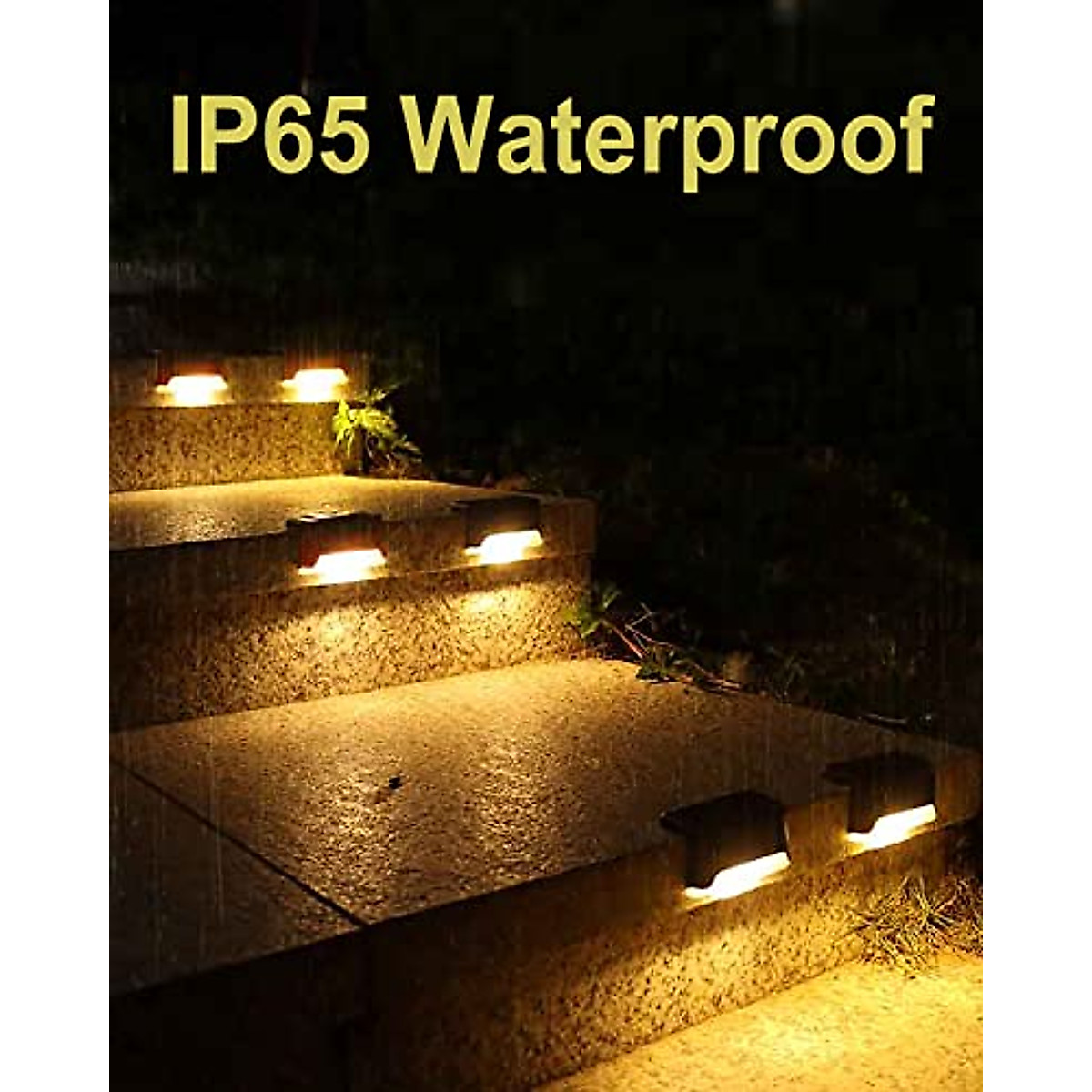 EDDORUNNING Solar Deck Lights Outdoor 8 Pack, Outdoor Lights for Patio Brown Solar Step Lights LED Waterproof Lighting for Outdoor Stair, Deck,Patio,Yard, Fence (Warm White)