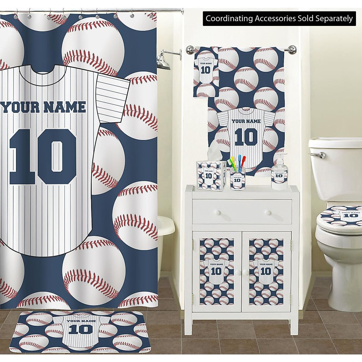 RNK Shops Personalized Baseball Jersey Waste Basket - Single Sided (White)