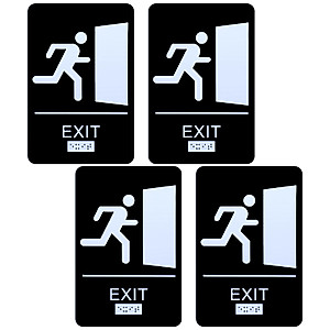 Ninehaoou 4 Pcs Exit Signs for Business ADA Compliant Exit Sign with Braille 9 x 6 Inch Modern Design Sign Exit Signs with Adhesive Mounting Strips for Indoor Outdoor Office Buildings Workplace