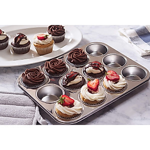 Fox Run 12-Cup Muffin and Cupcake Baking Pan, 10.5 x 13.75 x 1.25 inches, Silver