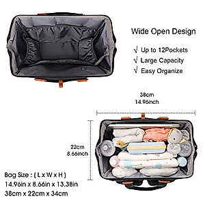 Pomelo Best Diaper Bag Tote Nappy Changing Bags Unisex Baby Bags for Boys Girls Multifunction Waterproof Travel Diaper Bag Organizer with Diaper Pouch, Changing Pad and Stroller Straps