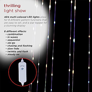 Alpine Corporation Large Tower Christmas Tree with Multi-Functional LED Lights