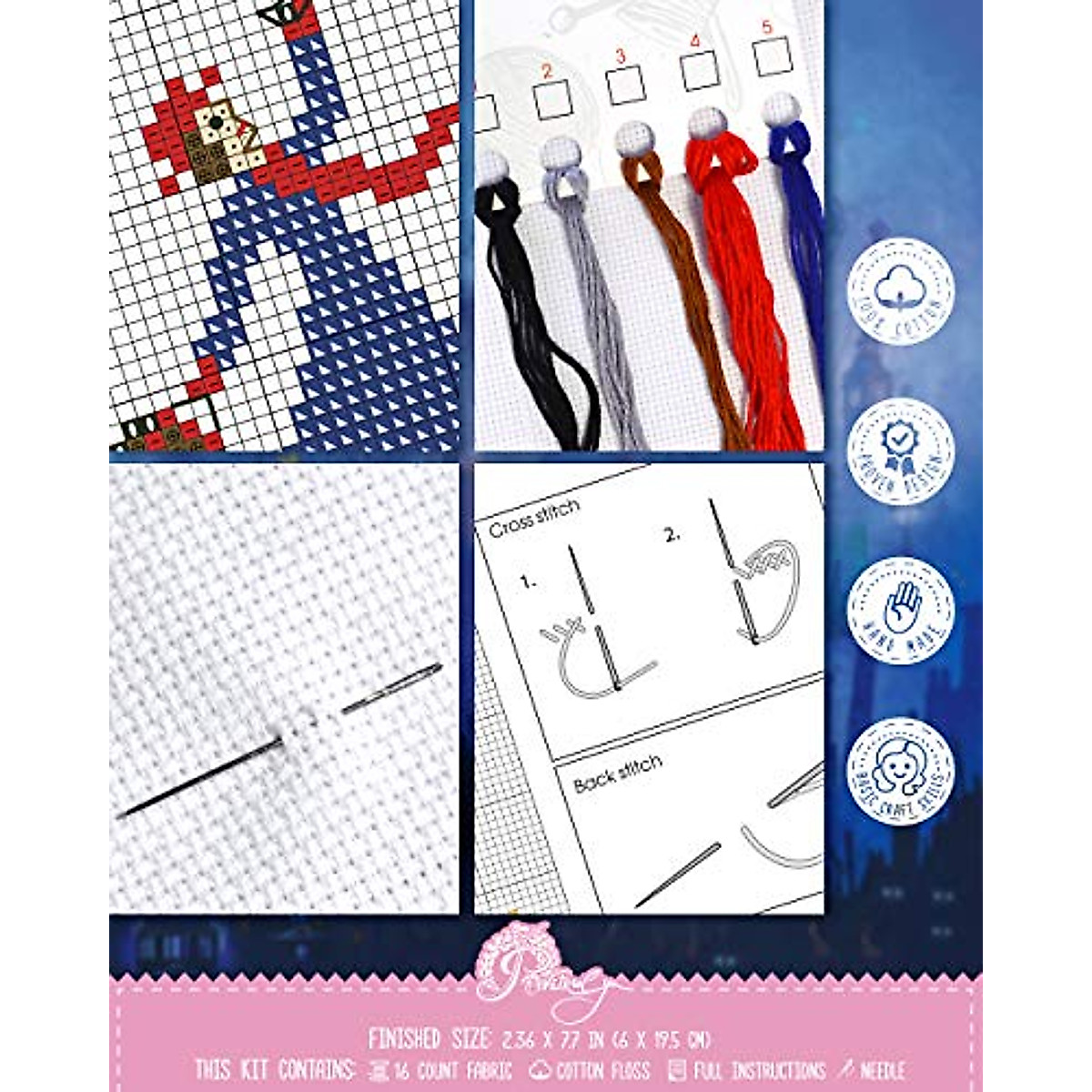 Mary Poppins Cross Stitch Bookmark Kit - DIY Embroidery Gift for Booklovers