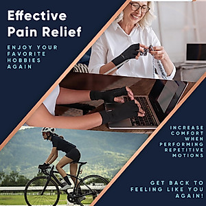 Copper Compression Arthritis Gloves | Fingerless Arthritis Carpal Tunnel Pain Relief Gloves For Men & Women | Hand Support Wrist Brace For Rheumatoid, Tendonitis, Swelling, Crocheting, Typing (M)