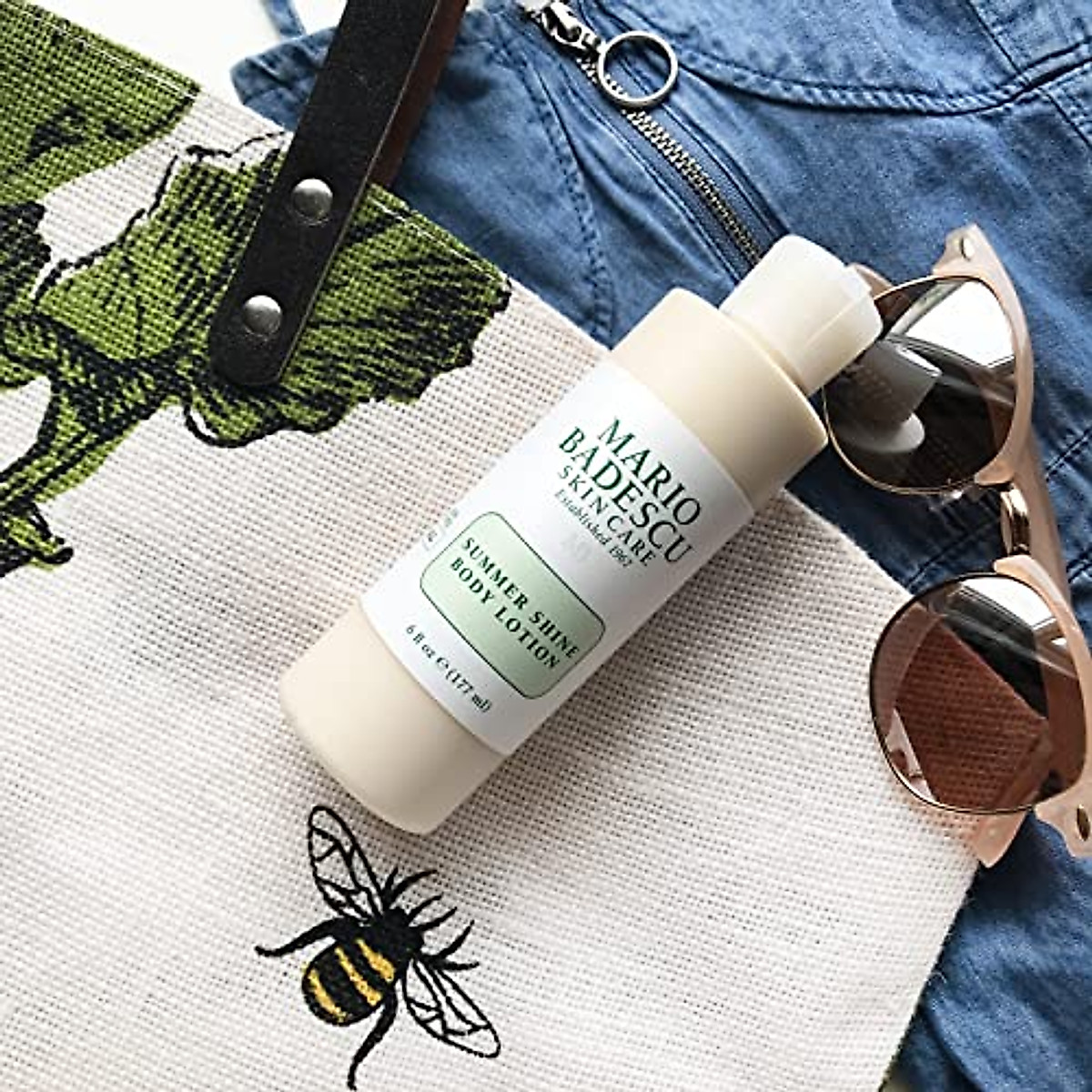 Mario Badescu Summer Shine Body Lotion Enriched with Vitamin A, Lightweight and Radiant, Non-Greasy Candlelit Glow Body Shimmer, Ideal for All Skin Types, 6 oz.
