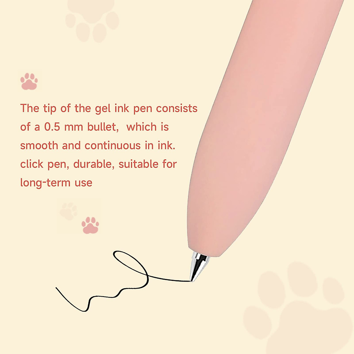 UIXJODO Cat Pens, 4 Pcs 0.5mm Cute Kawaii Pens Black Ink Pens Fine Point Smooth Writing Pens, High-End Series Cat's Tail Retractable Pens for Journaling Note Taking (4 Pcs Cat)