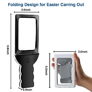 Magnifying Glass for Reading, 3X 10X Foldable Magnifier with 50 LED Lights 3 Level Dimmable-Evenly Lit Viewing Area Ideal for Reading and Low Vision Seniors