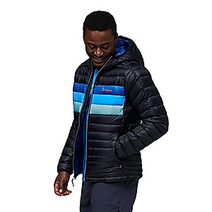 Cotopaxi Fuego Down Hooded Jacket - Men's Black & Pacific Stripes Medium