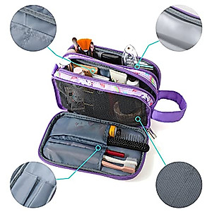 Kids Toiletry Bag for Girls, Travel Toiletry Bag for Little Young Girls Cosmetic Makeup Waterproof Hanging Wash Bag Toddler Traveling Toiletries, Unicorn Purple