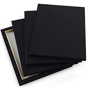Arteza Paint Canvases for Painting, Pack of 8, 11 x 14 Inches, Blank Black Canvas Bulk, 100% Cotton Stretched Canvas, 8 oz Gesso-Primed, Art Supplies for Adults, for Acrylic Pouring and Oil Painting