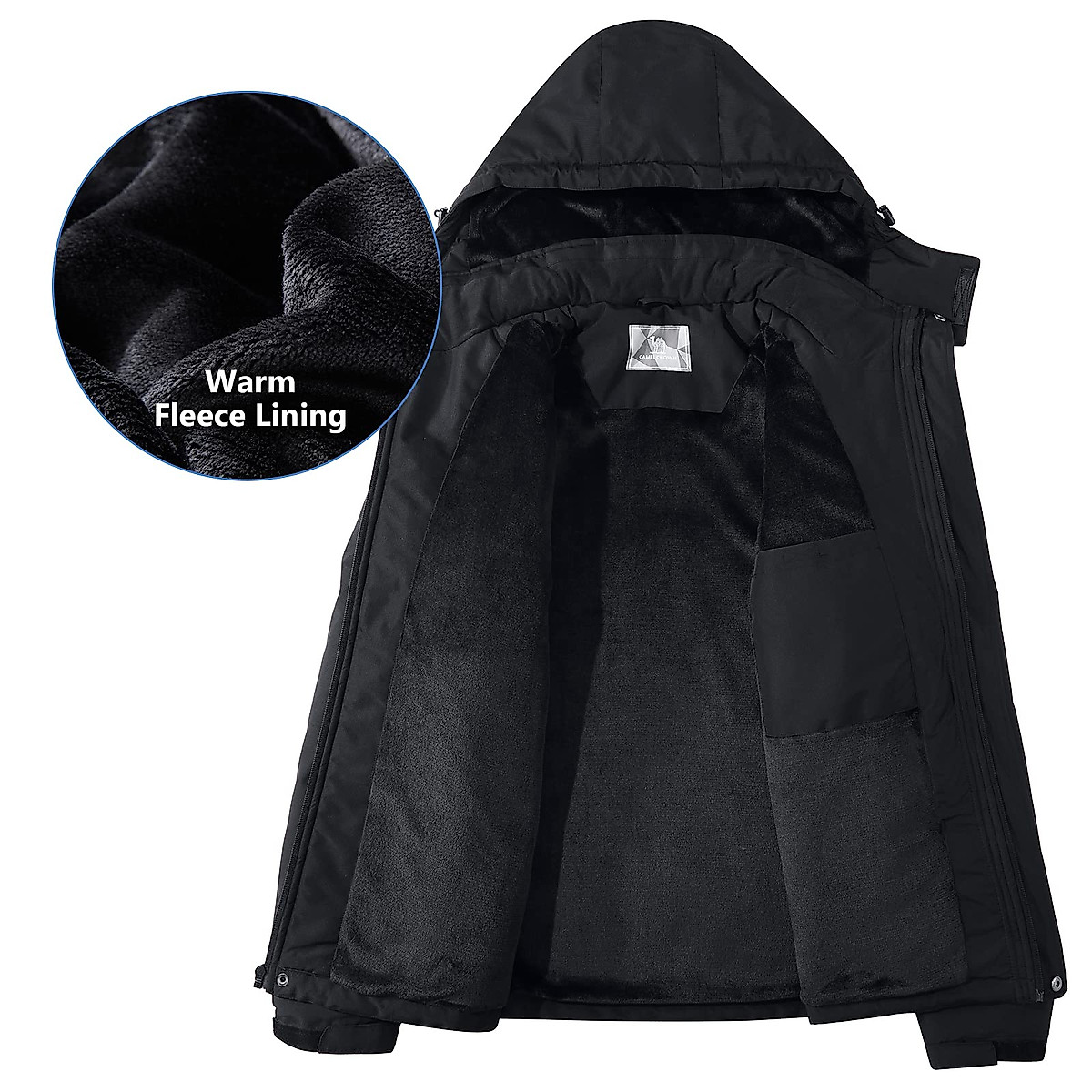 CAMEL Men's Winter Ski Jackets Waterproof Snow Coat with Hood Mountain Windproof Rain Jacket