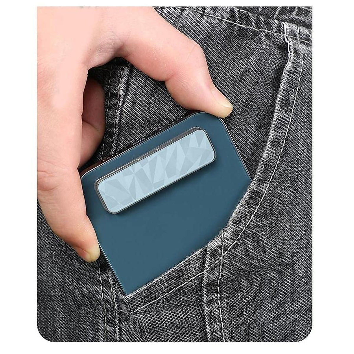 Foldable Cell Phones Kickstand 360°Rotation Multi-Angle Horizontal Vertical Invisible Mini Folding Desk Mount Holder for iPhone Smartphones (Light Blue)