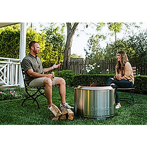Solo Stove Yukon 2.0 with Stand, Smokeless Fire Pit | Portable Wood Burning Fireplace with Removable Ash Pan, Large Outdoor Firepit, Stainless Steel, H: 19.8 in x Dia: 27 in, 43.9. lbs