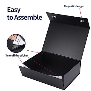 Giftgarden 4-Pack 8”x8”x4” Black Gift Boxes with Magnetic Lids, Square Collapsible Gift Wrap Box Magnet Clourse for Presents, Mothers Day, Birthday, Wedding, Bridesmaid Groomsman Proposal Box