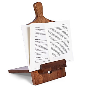 BIRDROCK HOME Wooden Cookbook Tablet Stand for The Kitchen Counter | Natural Acacia Wood | Cooking Recipe Holder | Multi-Purpose | Cord Hole | Easy Assembly