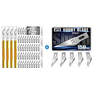 Exacto Knife Craft Knife Hobby Knife 74 Pack with 4 Upgrade Sharp Hobby Knives and 70 Spare Knife Blades, 150 PCS Exacto Knife Blades #11 Sharp Hobby Knife Blades