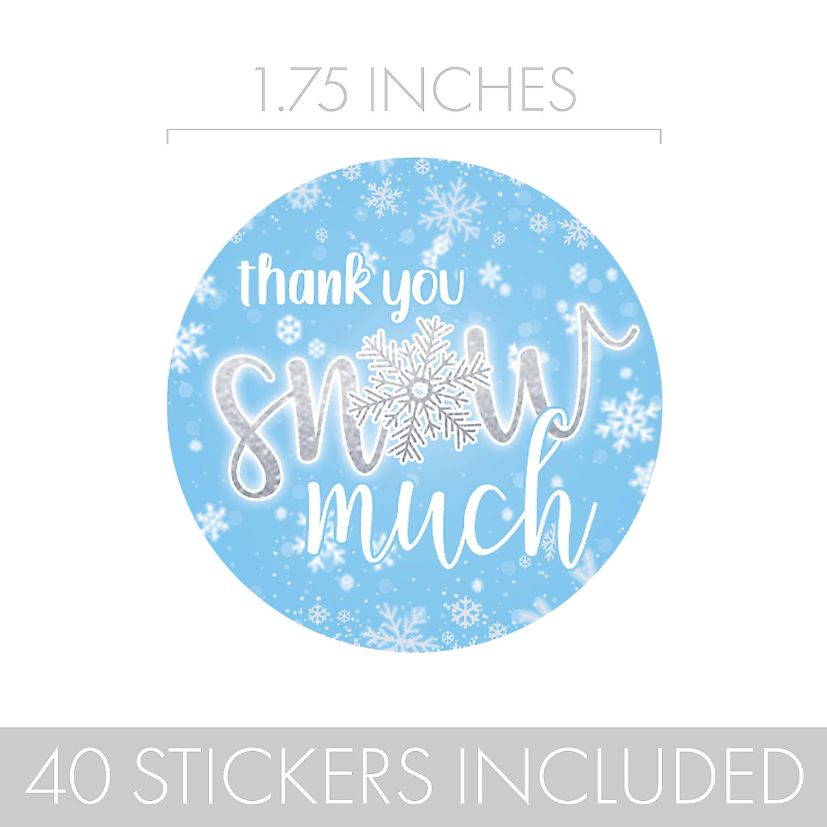 Blue Snowflake Thank You Snow Much Stickers, Blue Winter Onederland 1st Birthday Party Thank You Stickers - 40 Count